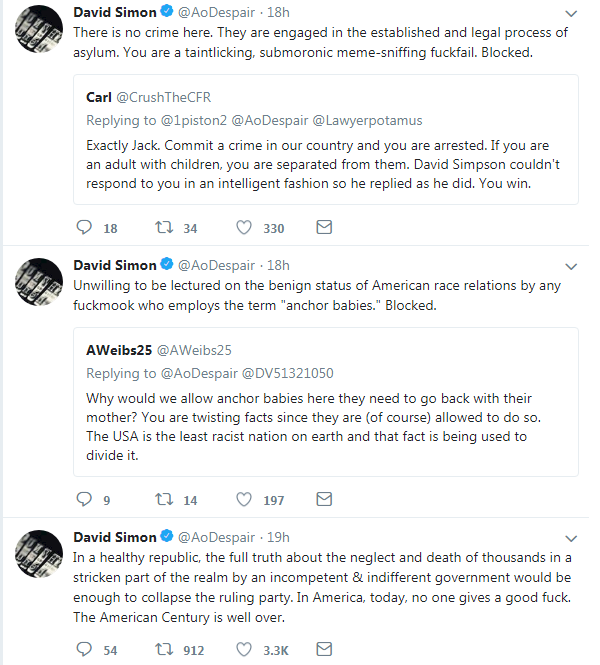 David Simon's Twitter Feed is a Feast of Righteous Rage